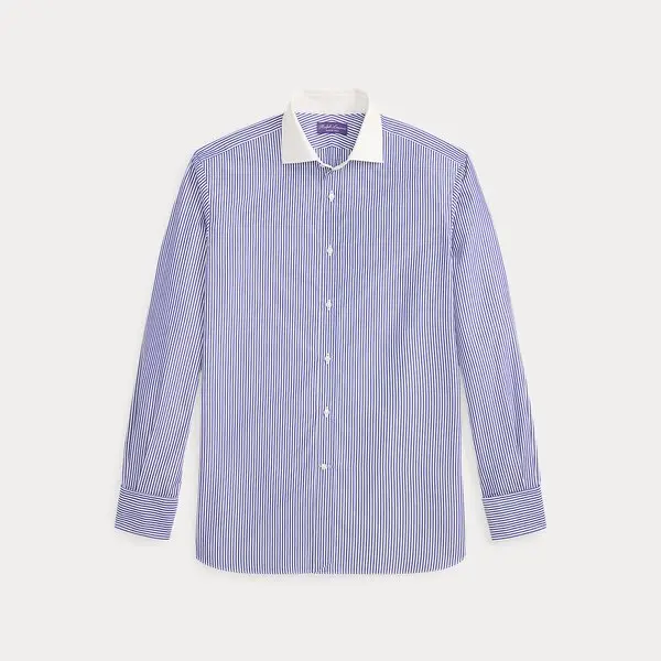 Ralph Lauren Striped Poplin French Cuff Shirt - Blue/white