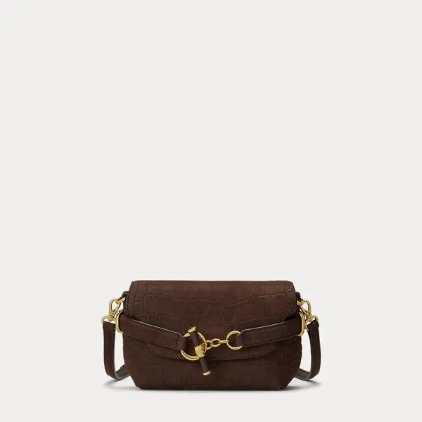 Ralph Lauren Croc-embossed Small Blaike Crossbody Bag - Chestnut Brown