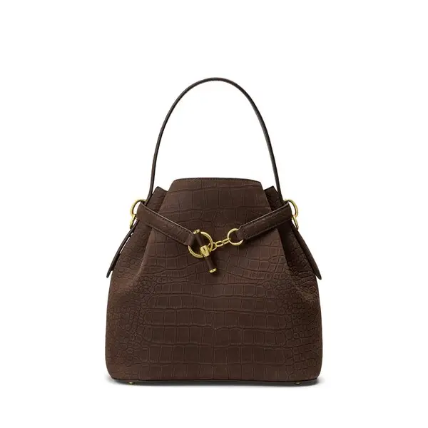 Ralph Lauren Embossed Nubuck Medium Blaike Bucket Bag