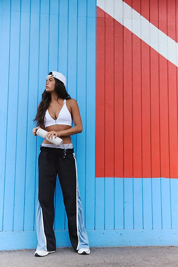 Free People Retro Rider Mesh-paneled Pants - Black Combo