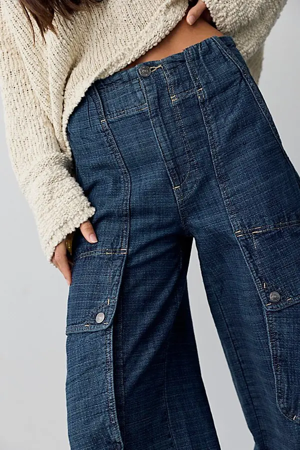 Free People We The Free Brentwood Textured Cargo Jeans