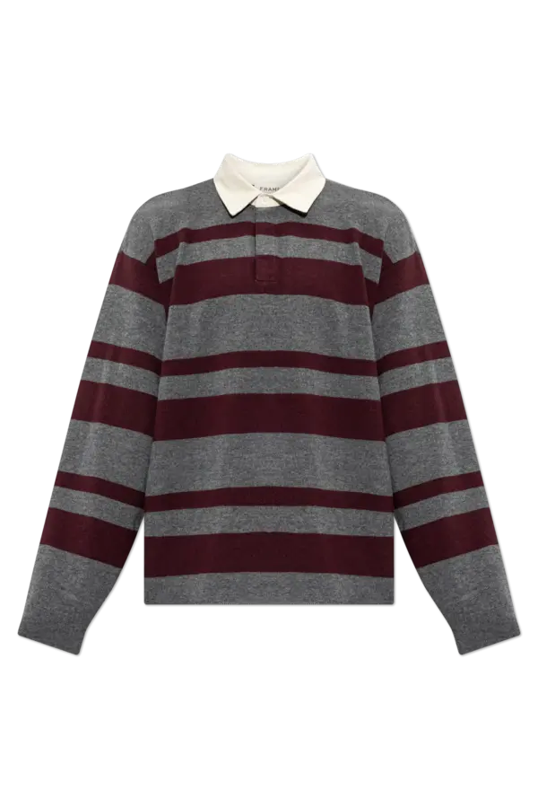 FRAME Wool Long Sleeve Polo - Grey