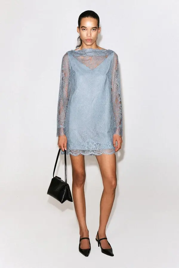 Cos Boat-neck Lace Mini Dress