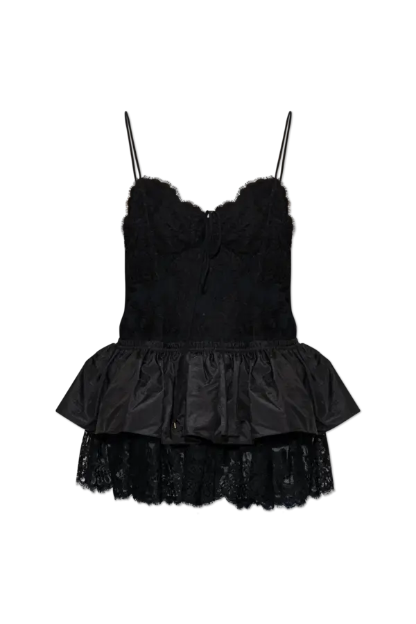 Chloé Lace Peplum Top - Black