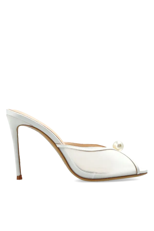 BLACK SUEDE STUDIO Sadie 100’ Heeled Mules - Cream