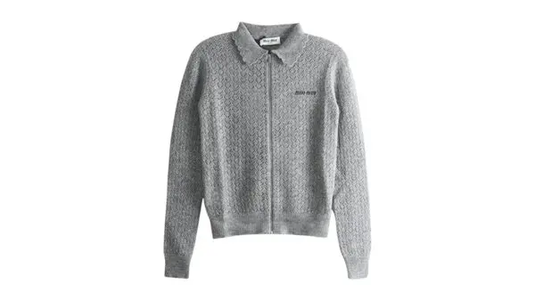 Miu Miu Silk Pizzo Cardigan - Grigio