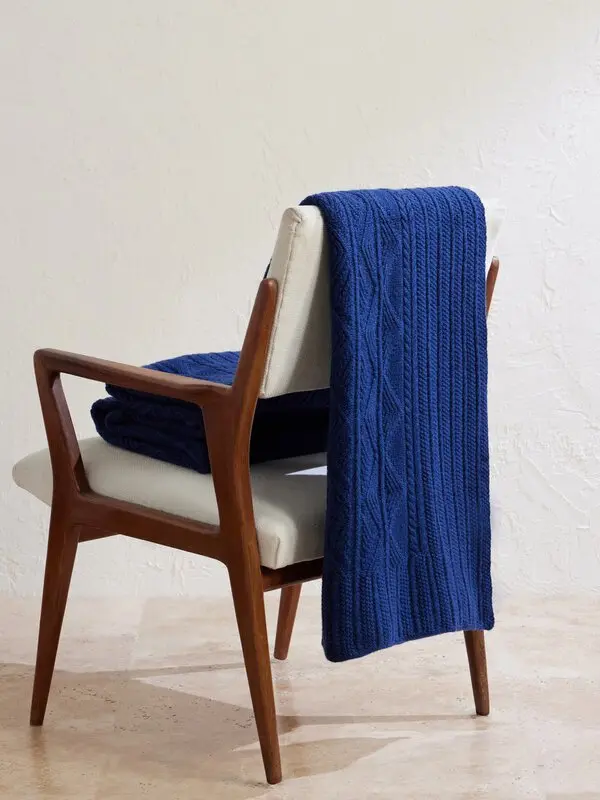 Inis Meáin Patented Aran Cashmere Blanket - Blue