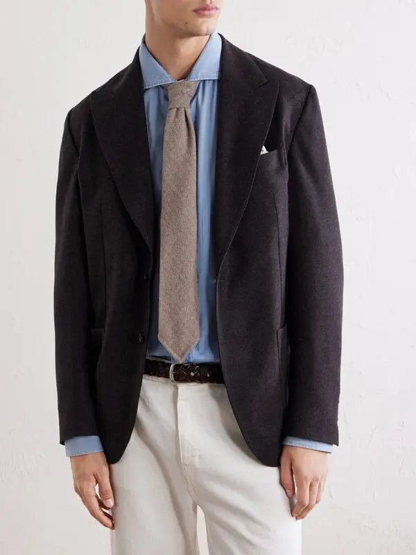 DE PETRILLO 8cm Striped Wool And Cashmere-blend Tie