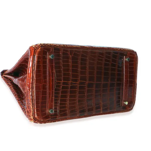 Hermès Miel Shiny Porosus Crocodile Birkin 35 Ghw