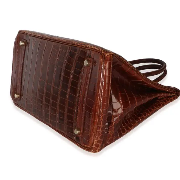 Hermès Miel Shiny Porosus Crocodile Birkin 35 Ghw