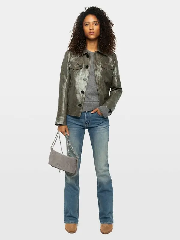 Zadig&Voltaire Veram Jacket Leather - Medium Grey