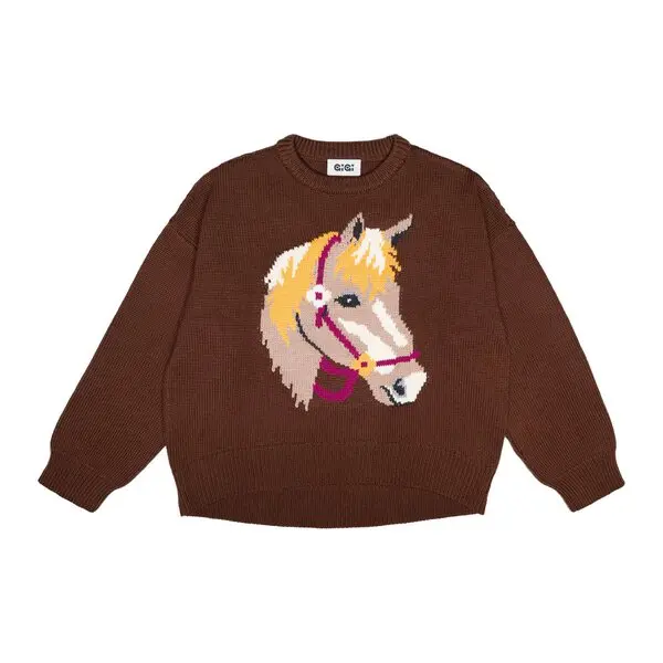 GIGI KNITWEAR Cheval Intarsia Sweater In Multi - Brown