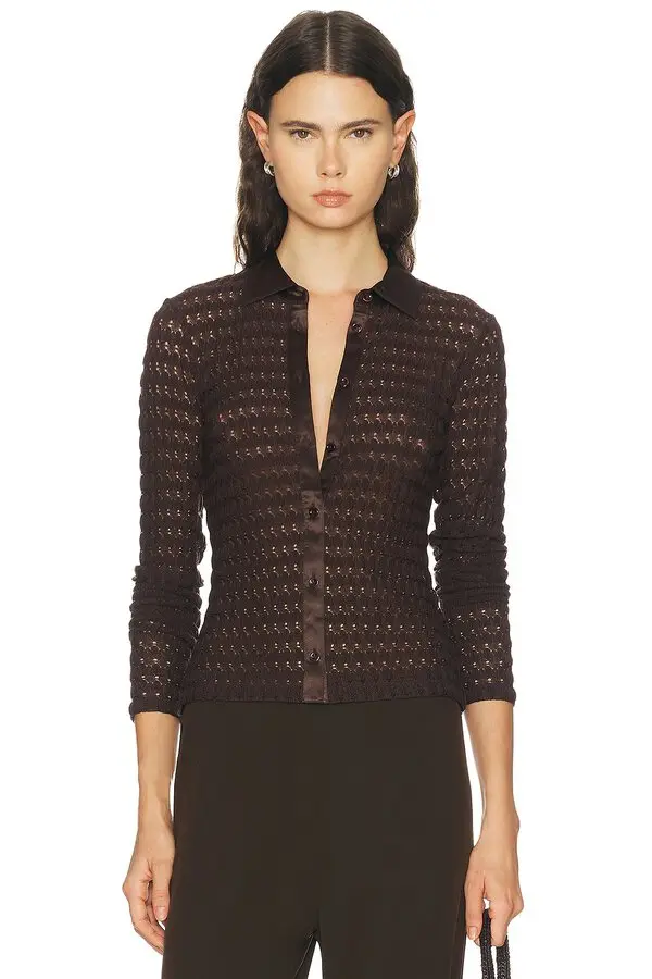 FRAME The Bubble Stitch Shirt In Brown - Chestnut