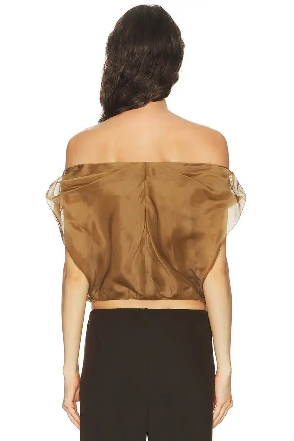 Staud Larissa Silk Top In Brown