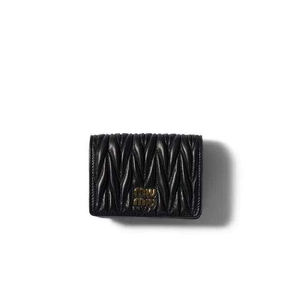 Miu Miu Small Matelassé Nappa Leather Wallet - Black