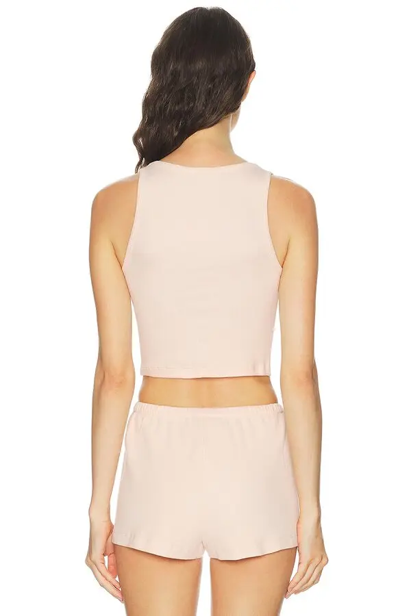 Sporty & Rich Signature Logo Ribbed Baby Tank Top In Pink - Clear Pink