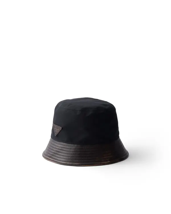 Prada Technical Cotton And Leather Bucket Hat
