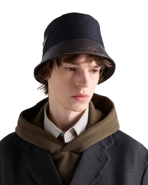 Prada Technical Cotton And Leather Bucket Hat