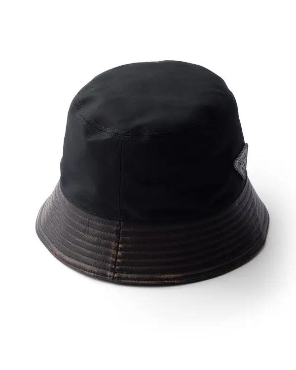 Prada Technical Cotton And Leather Bucket Hat