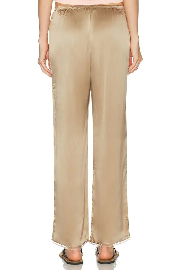 Donni. The Silk Lace Simple Pant In Beige