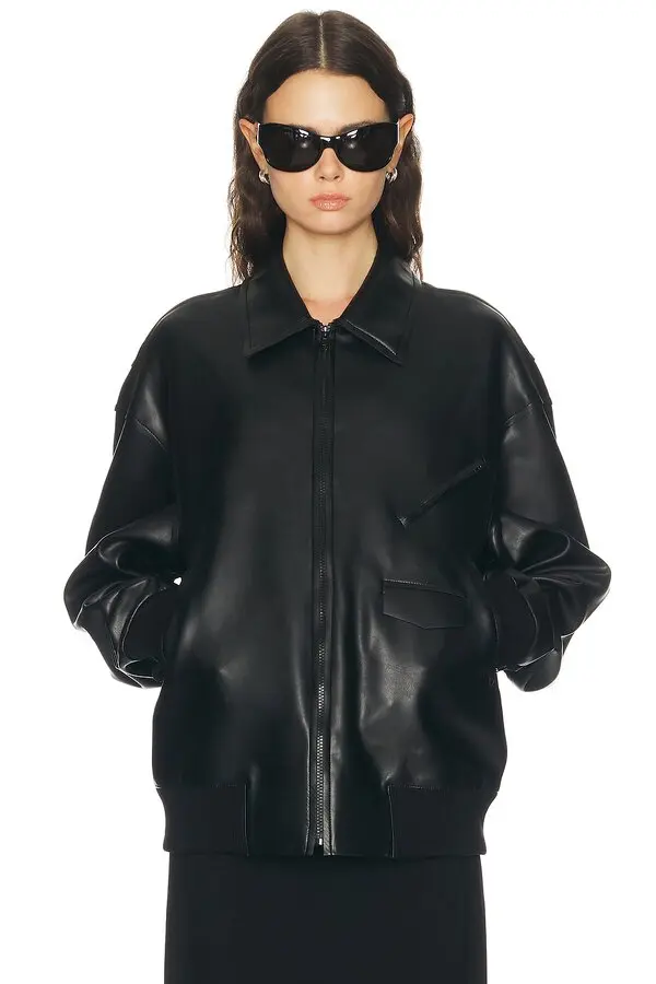 Norma Kamali Oversized Classic Zip Front Jacket - Black
