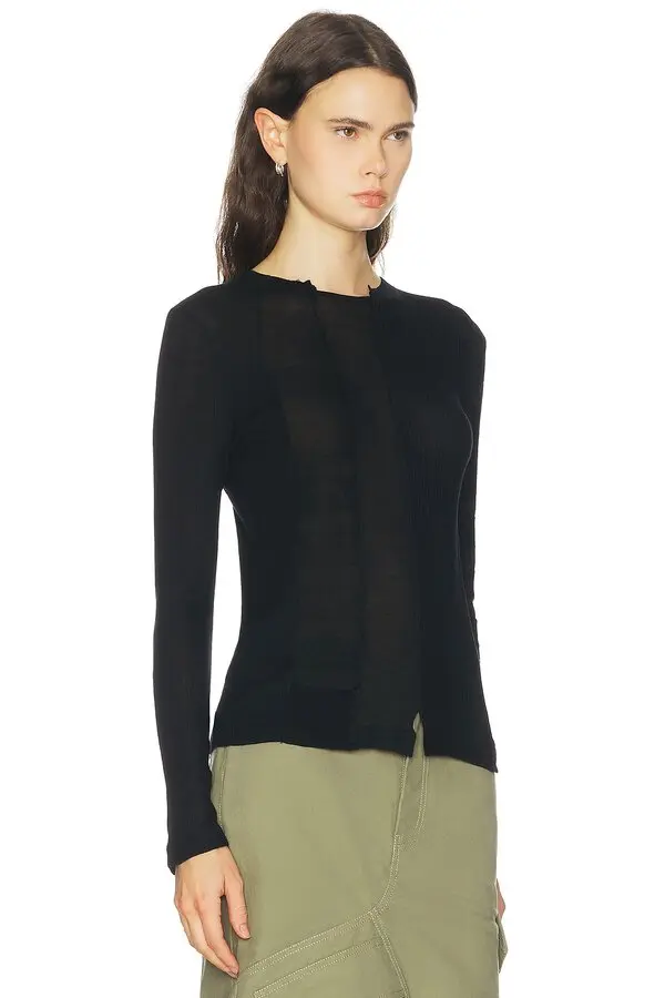 Marc Jacobs Sheer Paneled Knit Long Sleeve Top