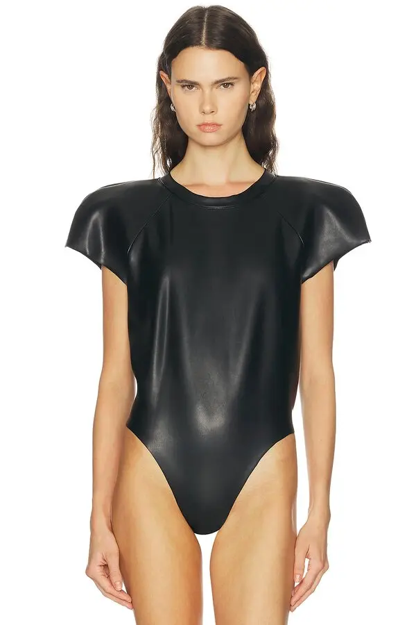 Norma Kamali Cap Sleeve Bomber Bodysuit