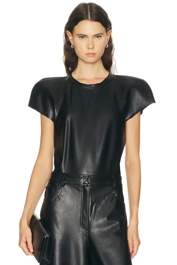 Norma Kamali Cap Sleeve Bomber Bodysuit