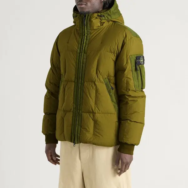 Stone Island Garment Dyed Crinkle Reps Ny Hooded Down Jacket