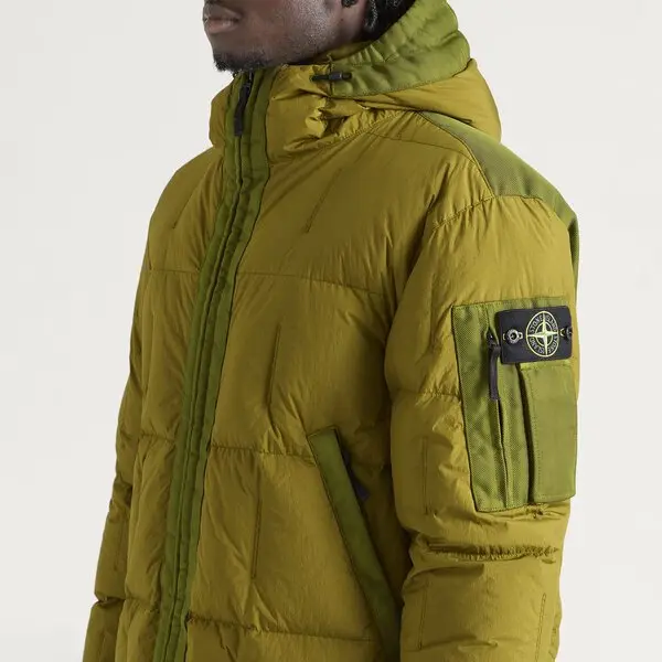 Stone Island Garment Dyed Crinkle Reps Ny Hooded Down Jacket