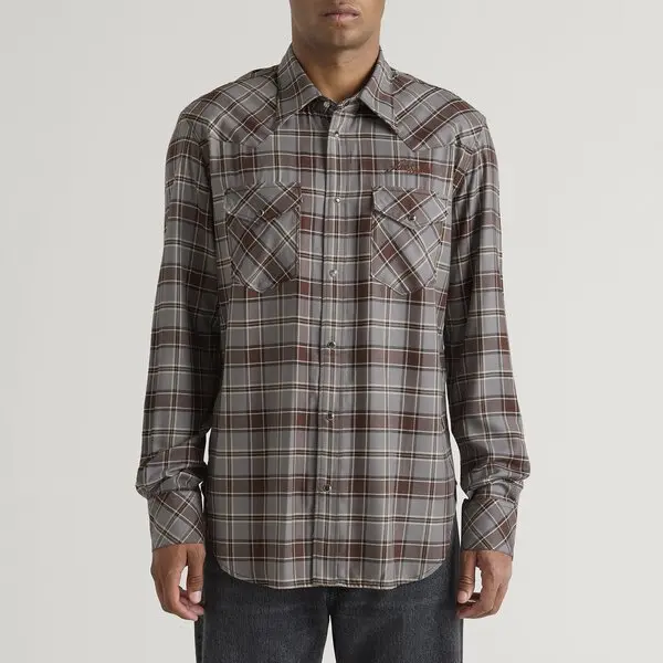 Acne Studios Surrow Check Flannel Long Sleeve Shirt - Multi Grey