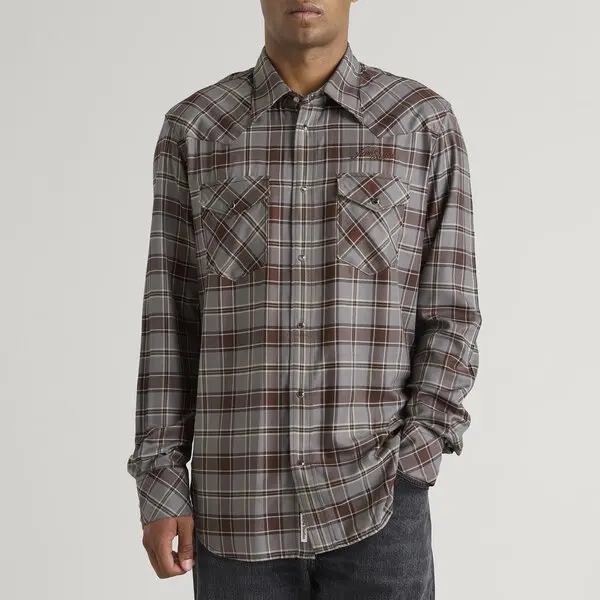 Acne Studios Surrow Check Flannel Long Sleeve Shirt - Multi Grey