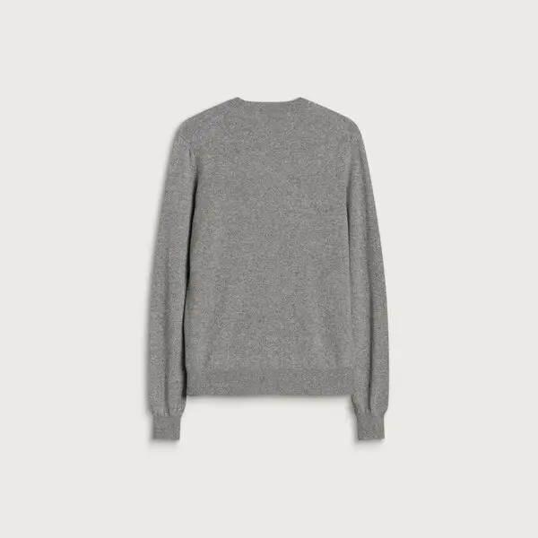 Play Comme Des Garcon Pink Heart V Neck Jumper - Grey