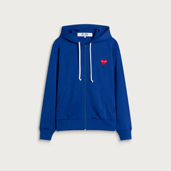 Play Comme Des Garcon Red Heart Zip Hoodie - Navy