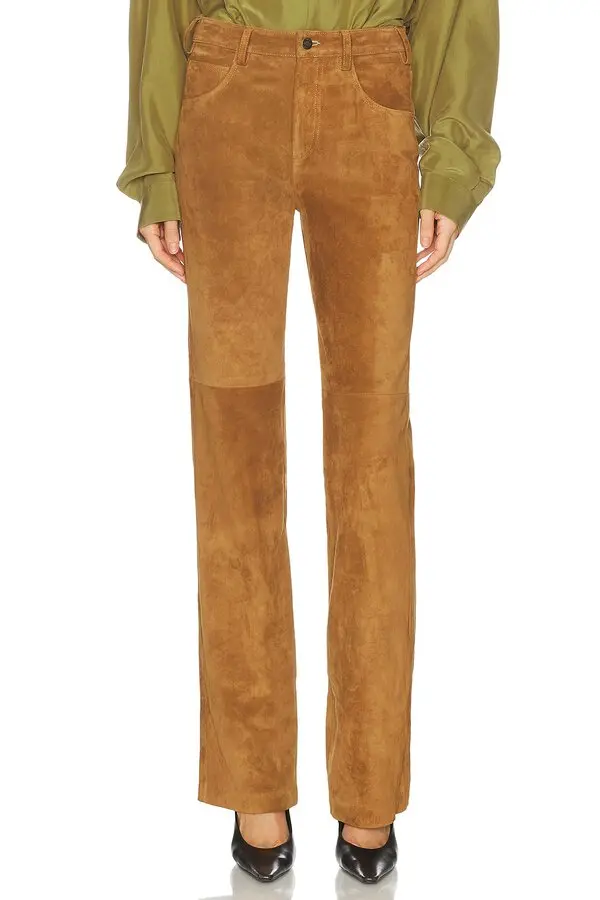NILI LOTAN Joan Suede Pant In Cognac - Martora