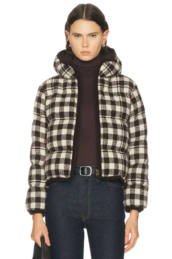 Moncler Abstraction Jacket In Brown - Brown Check