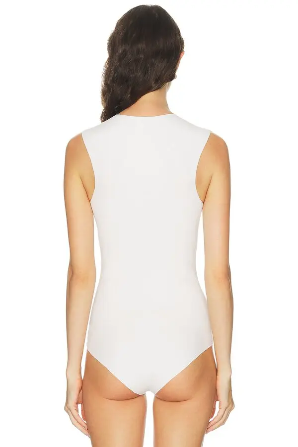 JIL SANDER Sleeveless Bodysuit Top In White