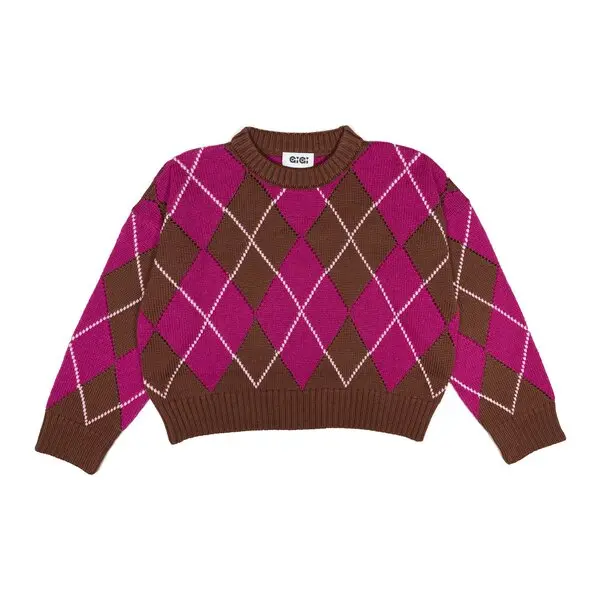 GIGI KNITWEAR Annie Argyle Sweater In Magenta - Brown