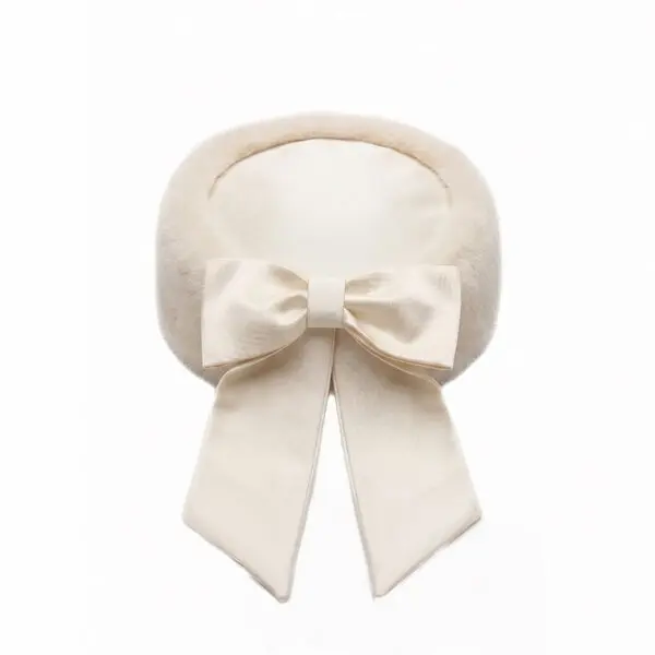 SANTINNI Wonderland' Pillbox Hat With Silk Bow In Bianco - White