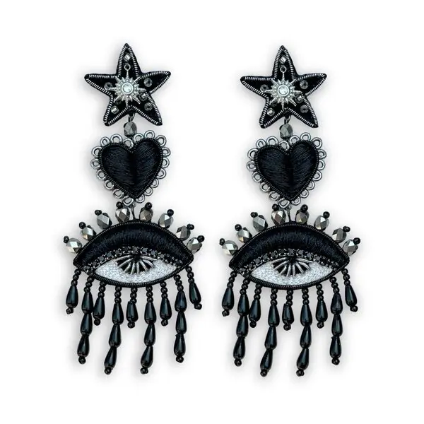 VETKA Black / Silver Three-part Statement Earrings – Dark Charm