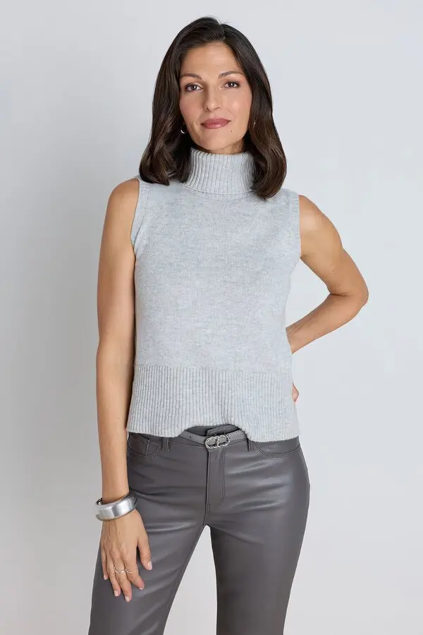 THE NOLI SHOP Ramona Cashmere Sleeveless Sweater - Mist Grey