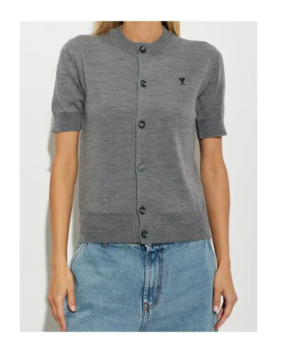 AMI Paris De Coeur Short-sleeve Cardigan
