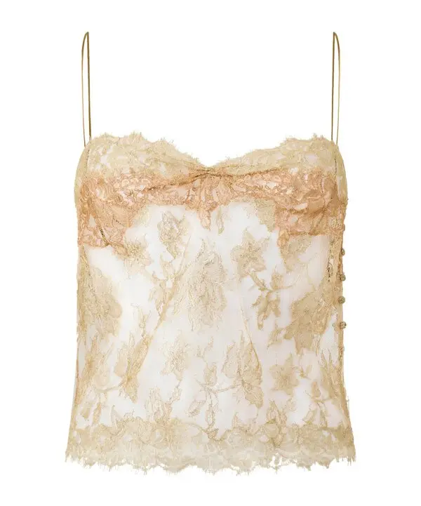 Saint Laurent Floral Lace Camisole - Nude