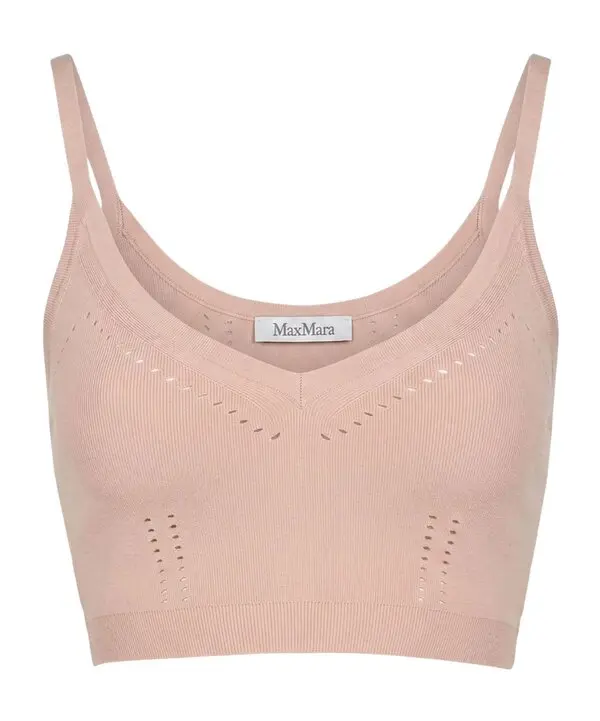 Max Mara Sleeveless V-neck Cropped Knit Top