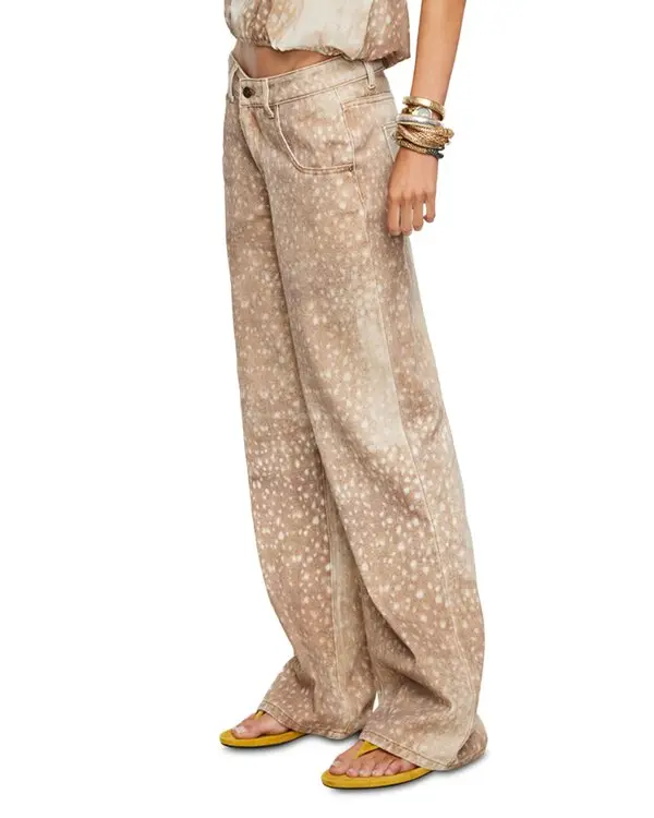 Lioness Uptown Cotton High Rise Wide Leg Jeans - Fawn