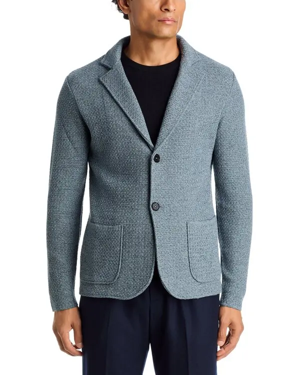 MAURIZIO BALDASSARI Wool Basketweave Slim Fit Sweater Jacket - Aluminium