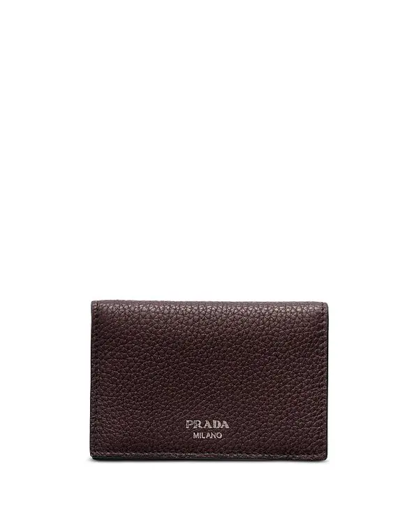 Prada Leather Card Holder - Brown