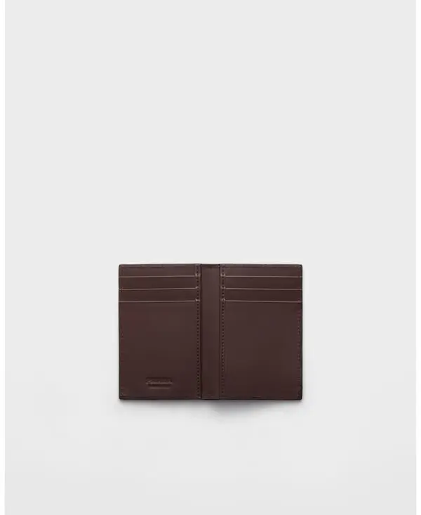 Prada Leather Card Holder - Brown