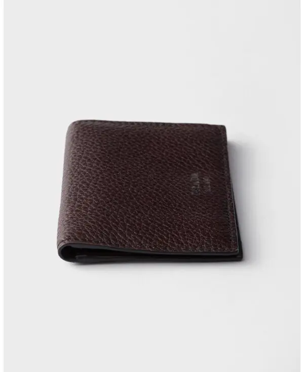 Prada Leather Card Holder - Brown