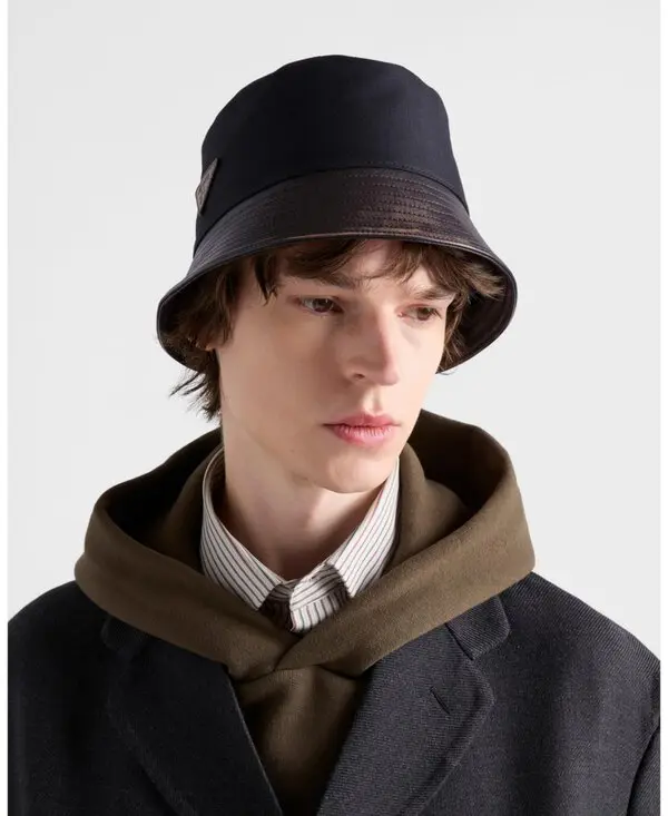 Prada Technical Cotton And Leather Bucket Hat